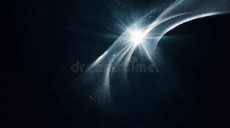Bright Flash of Light Illuminating Dark Space with Ethereal Trails and ...