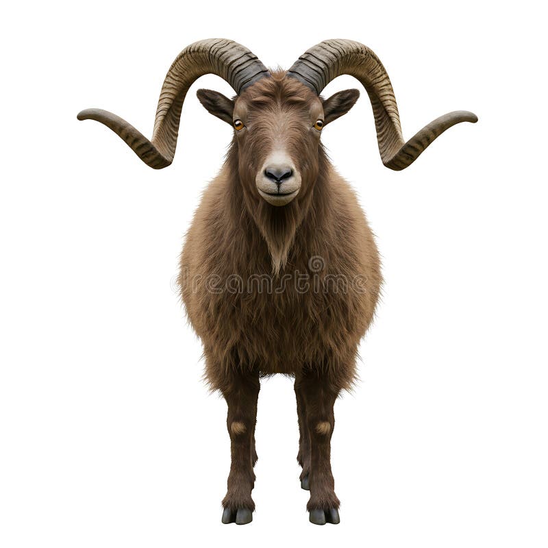 Front View of a Ram with Curly Horns, Generative Ai Stock Illustration ...