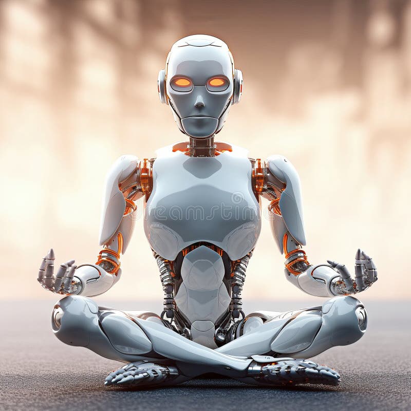Serene Contemplation of the Future a Robot in Meditation. Generative AI ...