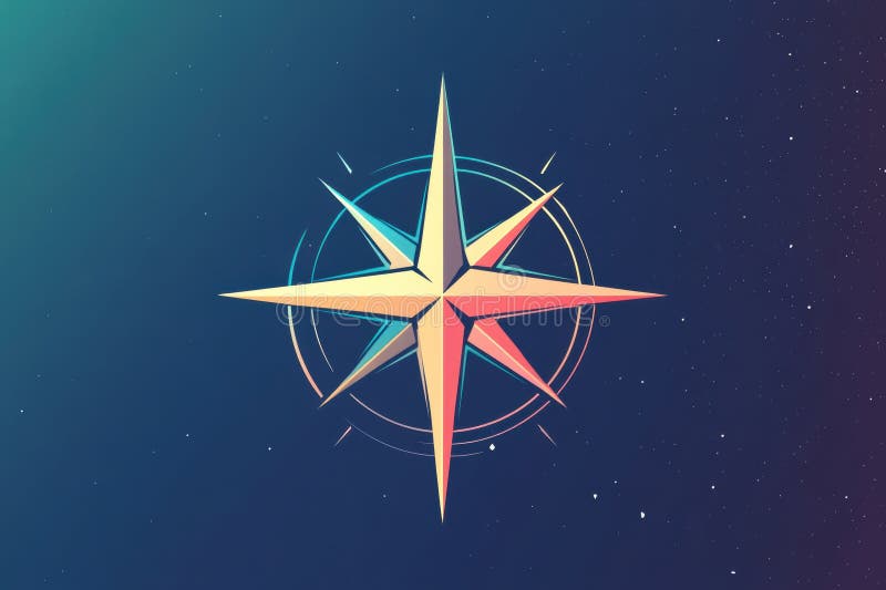 A Striking Geometric Compass Rose with Clean Lines and a Central Point ...