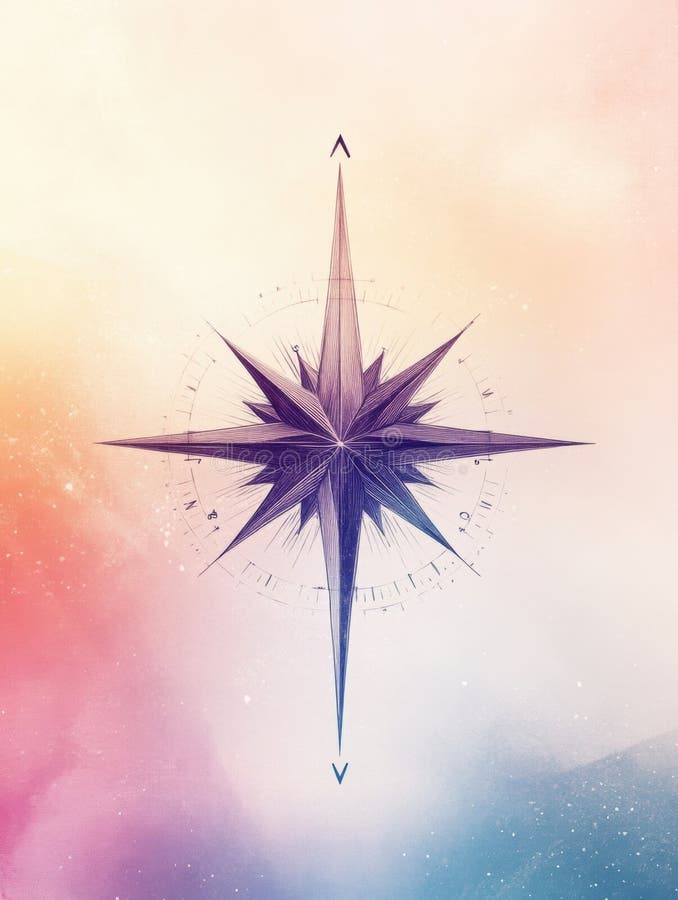A Striking Geometric Compass Rose Features Sharp Lines and a Vibrant ...