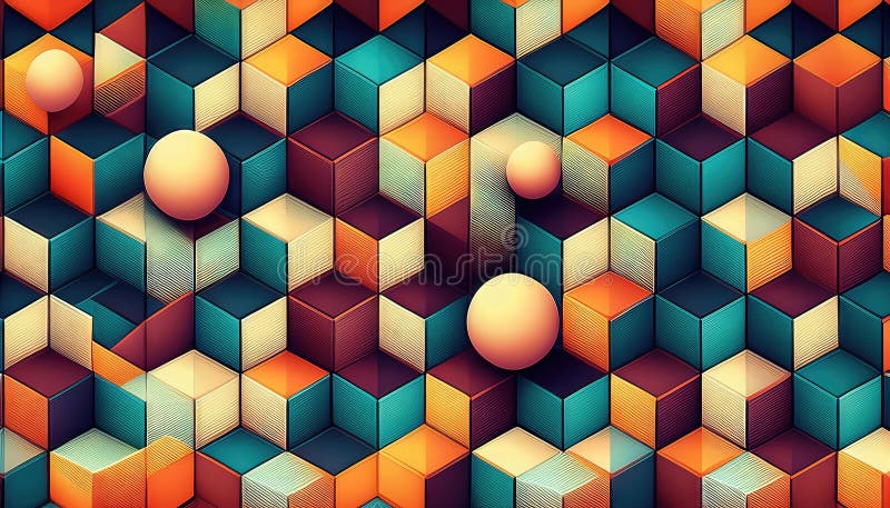 Striking Geometric Composition Cubes and Spheres in a Captivating ...