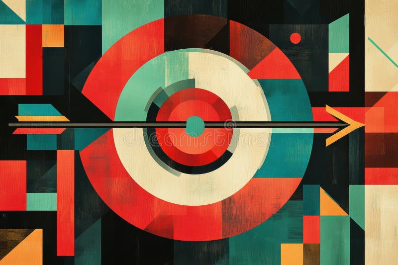 Colorful Geometric Design with Target Pattern and Arrow on a Vibrant ...