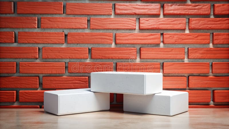 Striking Geometric Contrast of White and Red Brick Wall Architecture a ...