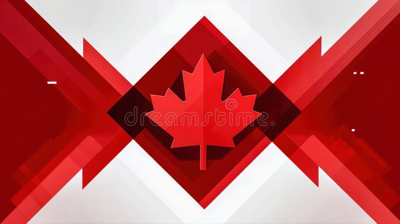 Geometric Maple Leaf Design Celebrating Canada Day in Vibrant Red Tones ...
