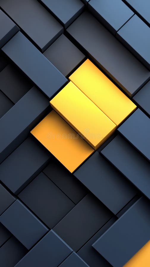 Geometric Pattern with a Standout Yellow Block among Dark Blue ...
