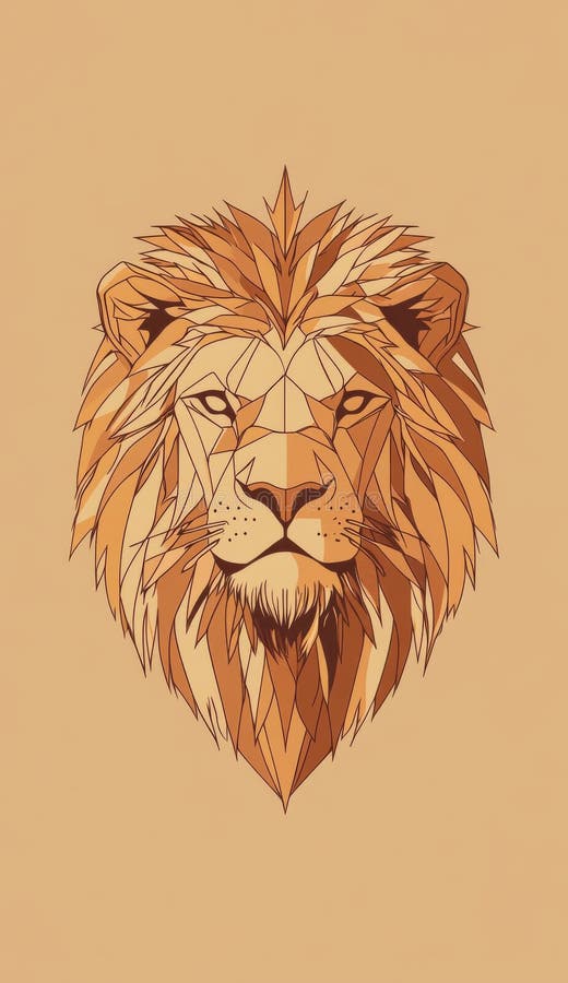 Geometric Lion Head Illustration with Intricate Patterns and Bold ...