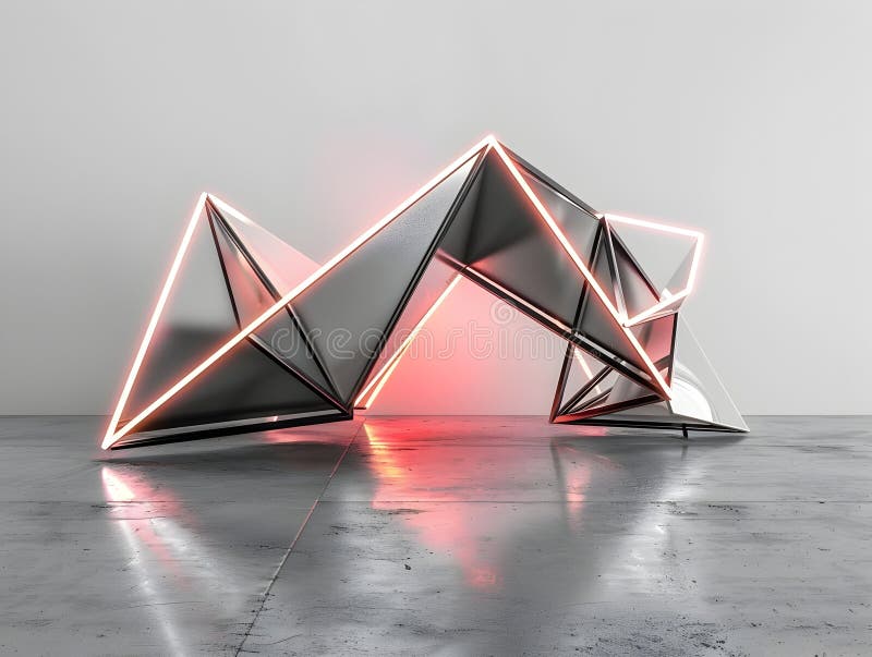 Striking Geometric Neon Glow in Minimalist Future Studio Setting with ...