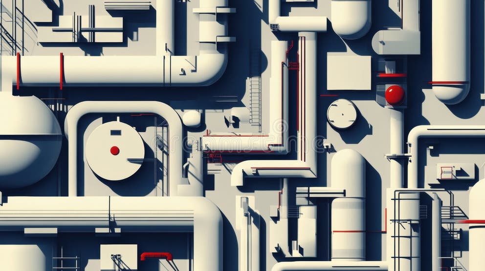 Industrial Geometric Pattern Showcasing Oil Tanks Pipes and Rigs in a ...