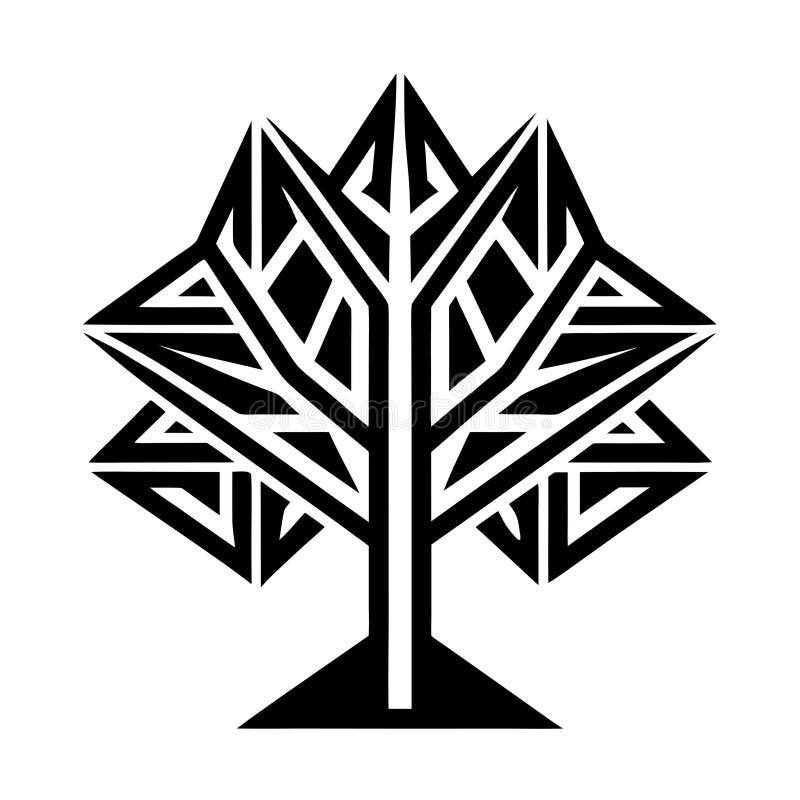 Geometric Tree Design, Modern Minimalist Black and White Abstract Tree Illustration Stock Vector ...