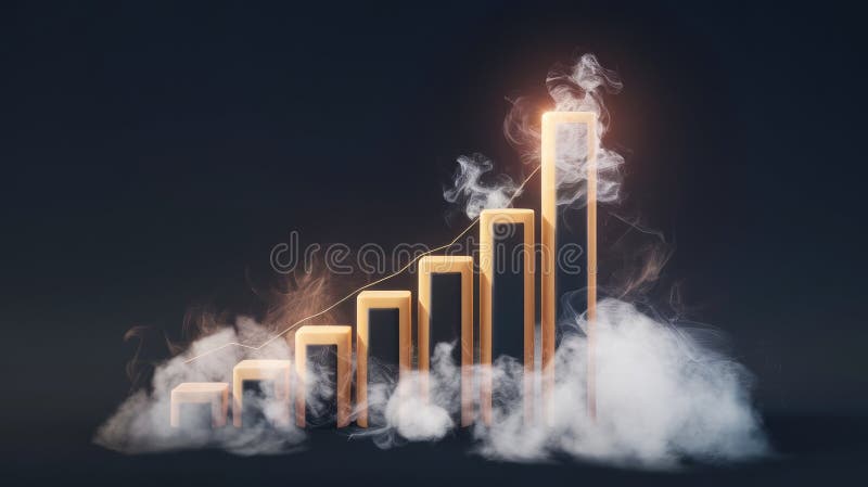A Striking Glowing Bar Chart Representing Growth, Emerging from ...