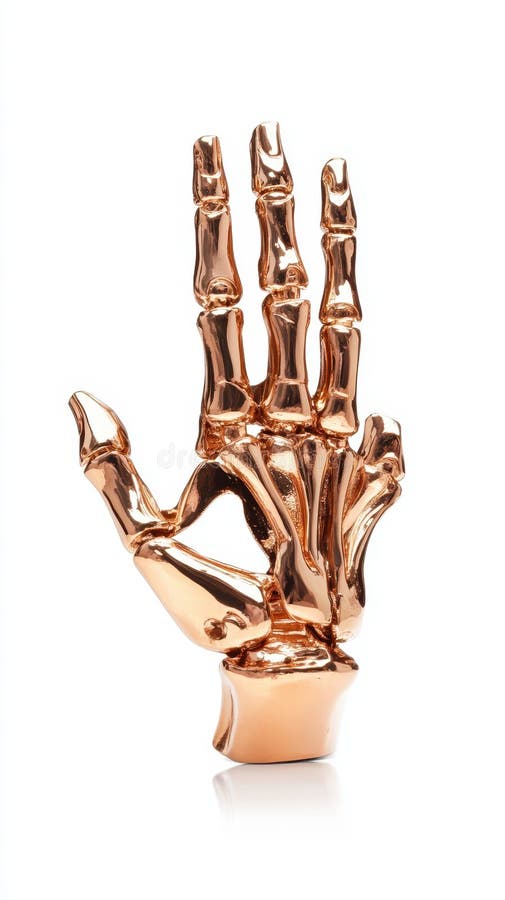 A Striking Gold Hand Statue Rests Elegantly on a Pristine White Surface ...