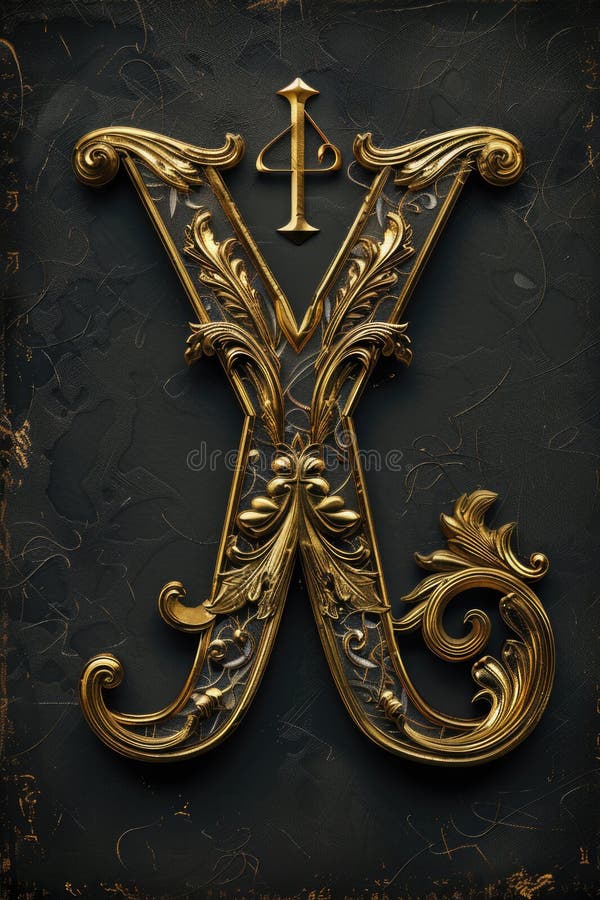 A Striking Gold Letter X Against a Black Backdrop. Ideal for Design ...