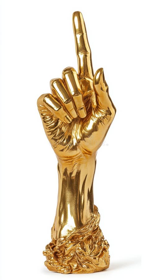 A Striking Gold Statue Features a Hand Elegantly Uplifted, Forming a ...