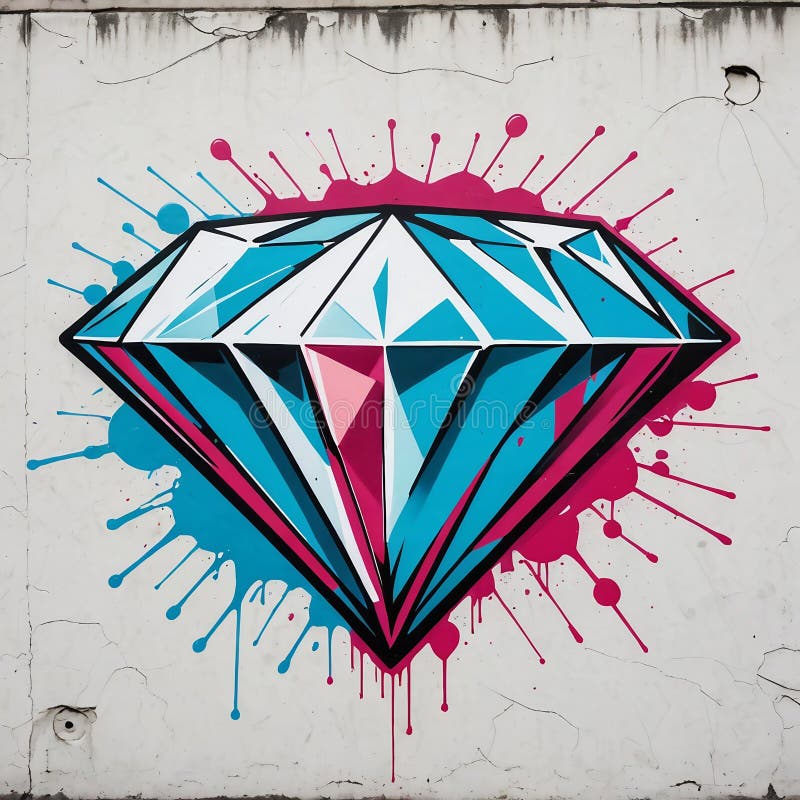 A Striking Graffiti Mural of a Geometric Diamond, Enhanced with ...