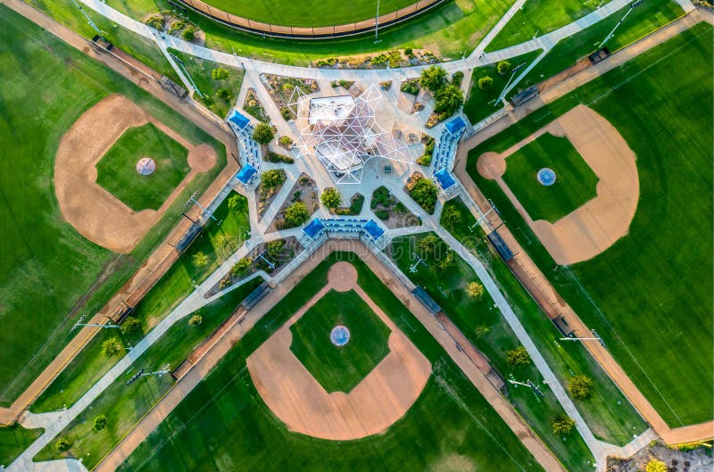 Striking Green Colored Baseball Diamonds Stock Image - Image of ...