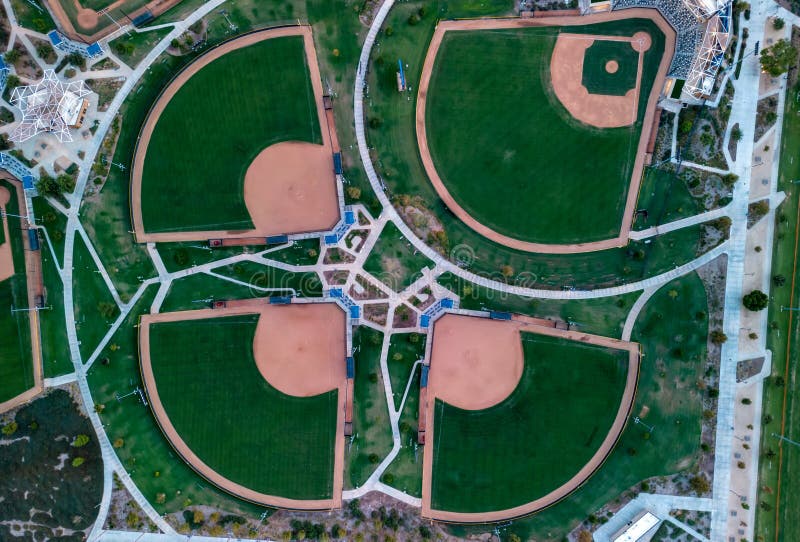 Striking Green Colored Baseball Diamonds Stock Photo - Image of form ...