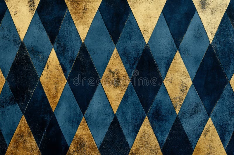 A Striking Harlequin Diamond Pattern in Alternating Shades of Deep Blue ...