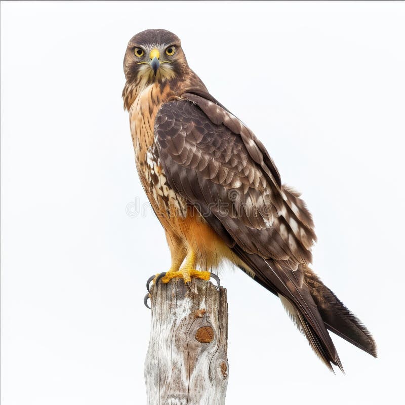 A Striking Harrier Hawk Perched on a Post, Its Sharp Eyes Scanning the ...