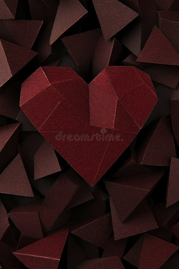 A Striking Heart Crafted from Vibrant Triangles Bursts Forth Against a ...