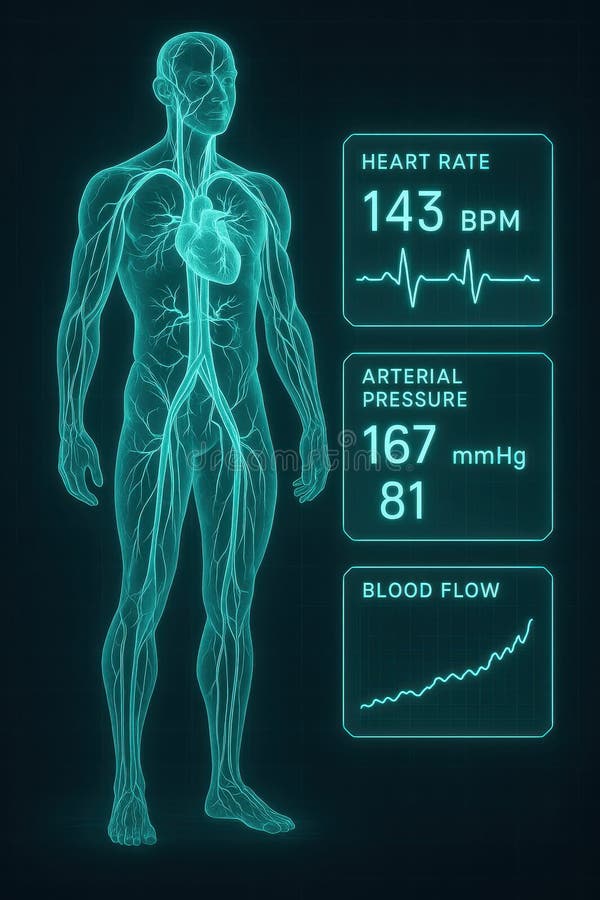 Human Anatomy Graphic Illustration Displaying Heart Rate Arterial ...