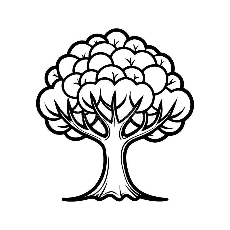 Bold Apple Tree Illustration on White Background Stock Illustration ...
