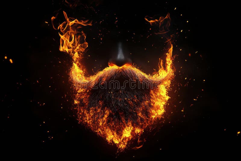 Glowing Flame Beard Illustration Showcasing Fantasy Fire Concept ...
