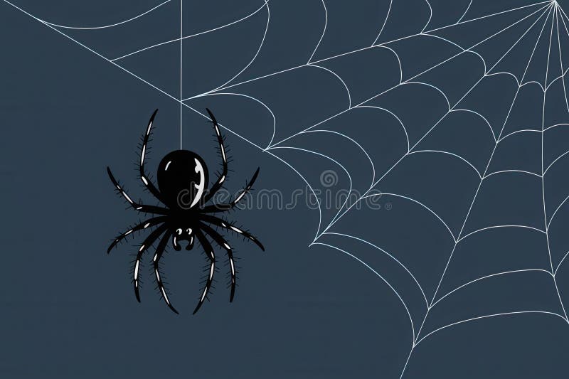 Stylized Black Spider Dark Background Web Halloween - Modern Minimalist ...