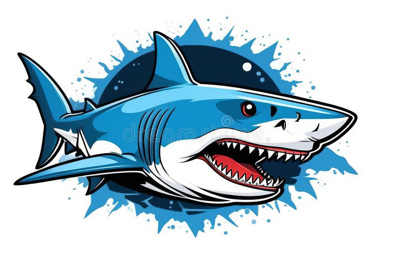 A Striking Illustration of a Cartoon Shark with Sharp Teeth ...