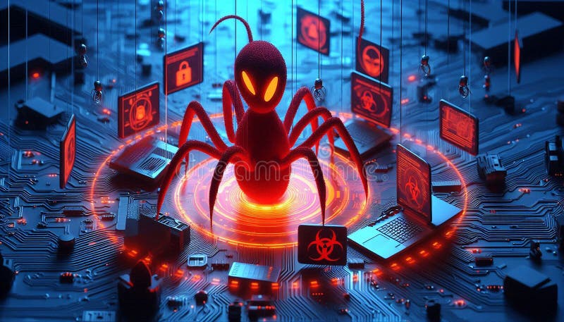 Digital Threats Represented by Malware Spider Stock Illustration ...