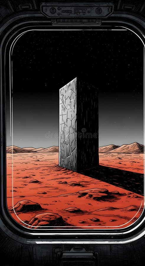 Monolith on Mars: Sci-Fi Illustration Stock Photo - Image of abstract ...