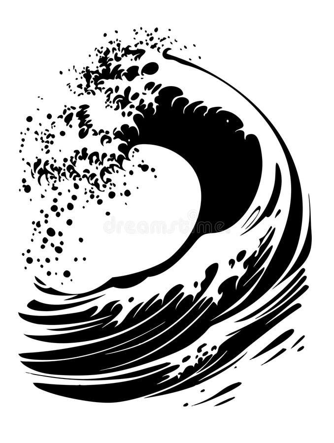 Dynamic Black Wave Vector Illustration for Tattoo and Graphic Design ...