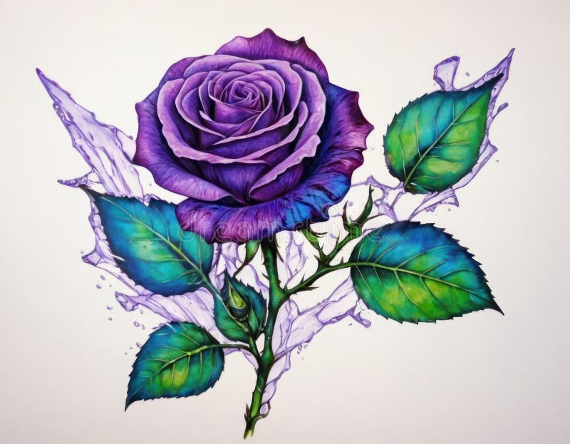 A Striking Illustration Features a Purple Rose with Subtle Hints of ...
