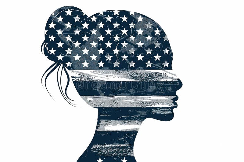 American Flag Silhouette Profile Illustration with Patriotic Theme ...