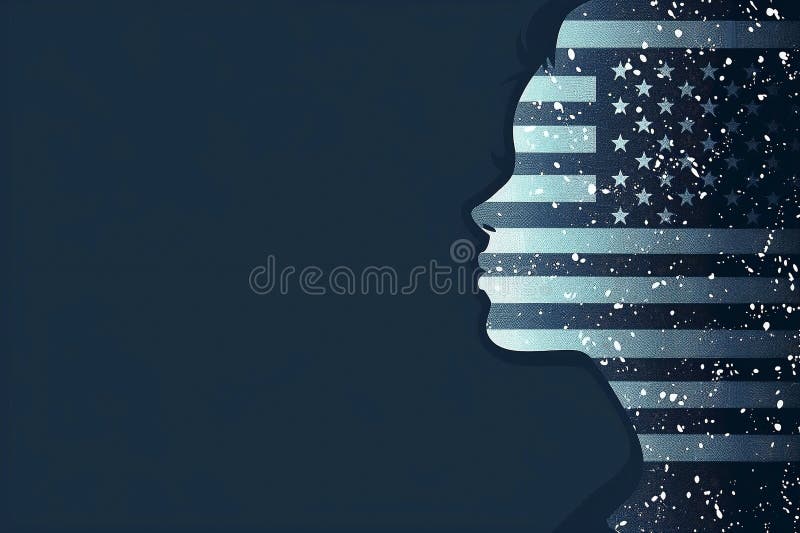 American Flag Silhouette Profile Illustration with Patriotic Theme ...