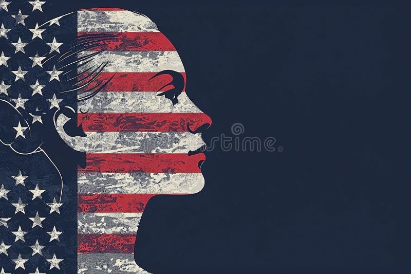 American Flag Silhouette Profile Illustration with Patriotic Theme ...