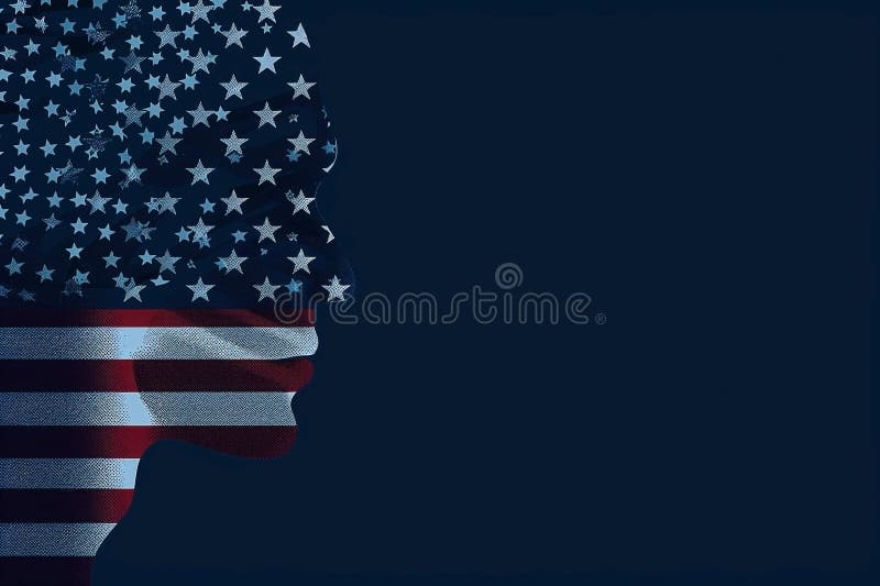 American Flag Silhouette Profile Illustration with Patriotic Theme ...