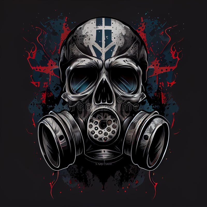 Skull in gas mask stock illustration. Illustration of drawing - 270862043