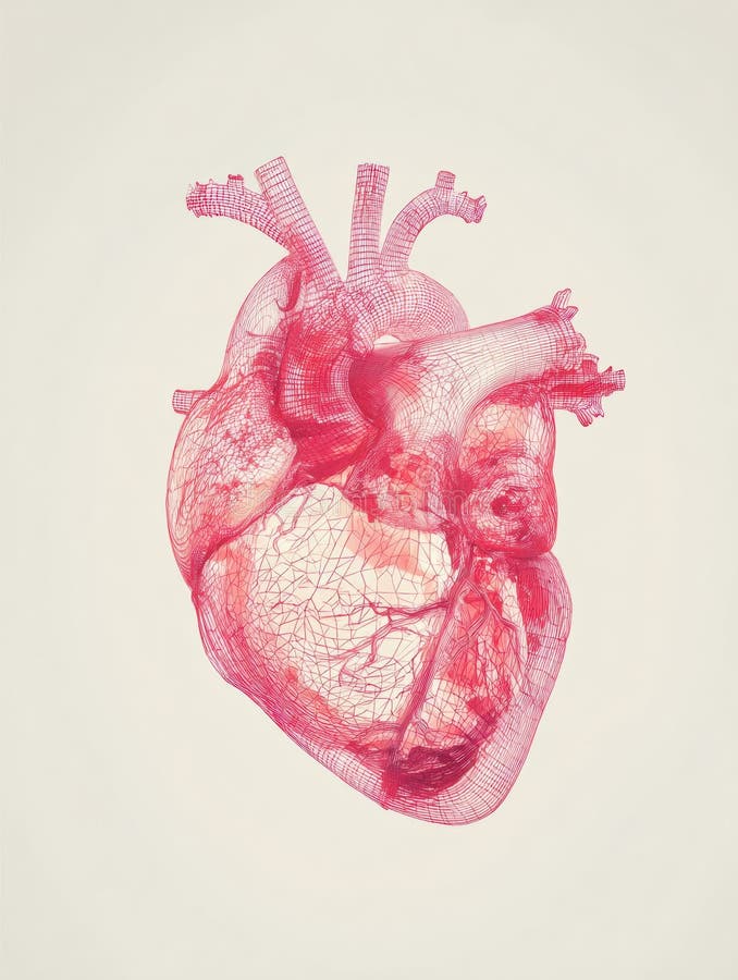 Detailed Illustration Human Heart Emphasizing Anatomical Features ...
