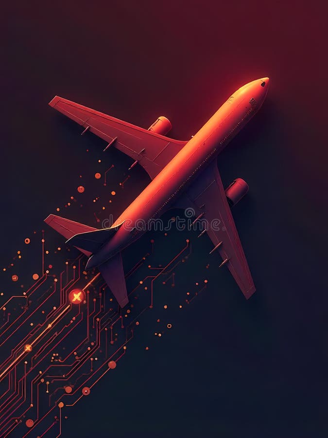 A Striking Image of an Airplane Over a Network, Representing Digital ...