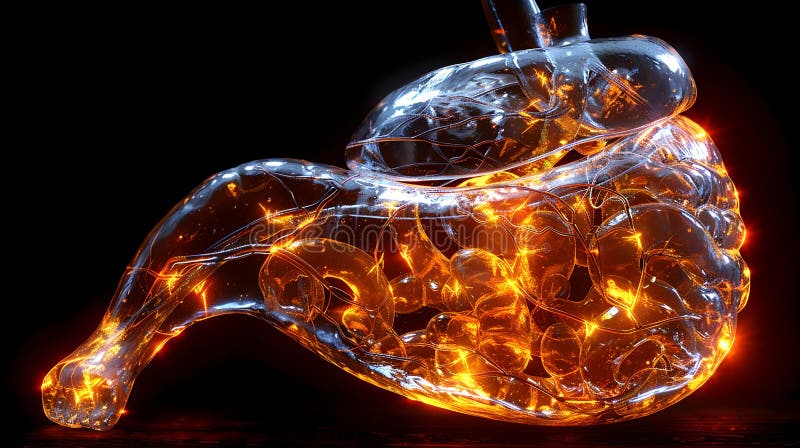 Neon Human Digestive System with Orange Light in Digestive System Stock ...