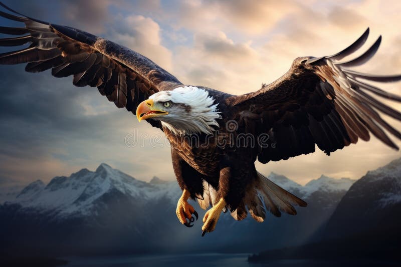 A Striking Image of a Bald Eagle Gracefully Flying through the Air ...