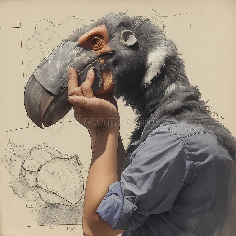 Pensive Parrot Ponder, Illustration Art Stock Illustration ...