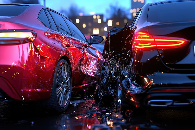 Urban Wreckage: a Dramatic Collision of Cars in the City Stock ...