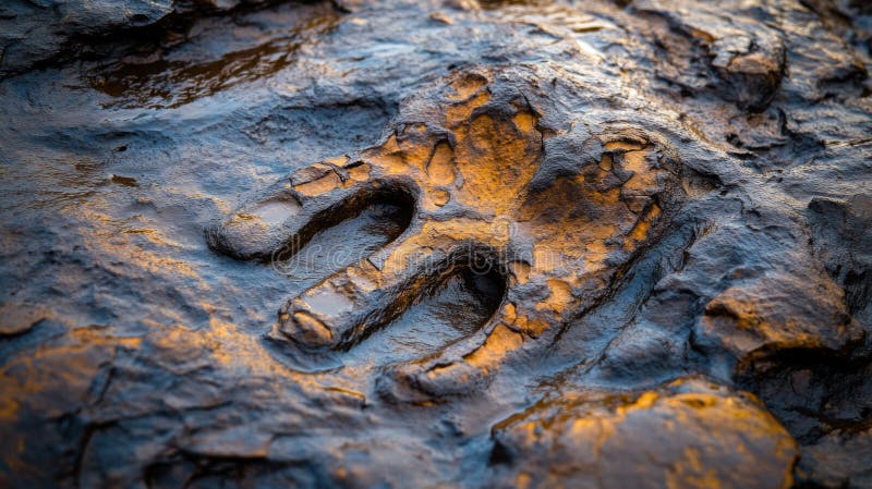 A Close-up View of an Ancient Handprint Embedded in Stone. the ...