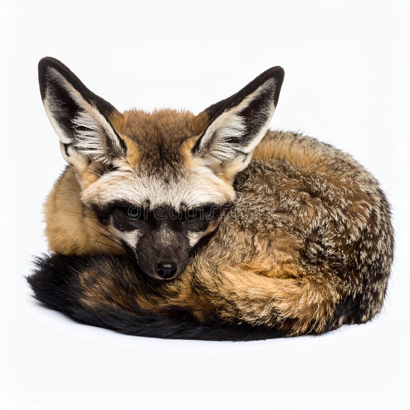 Bat-eared Fox Curled, Showcasing Unique Features and Striking Markings ...