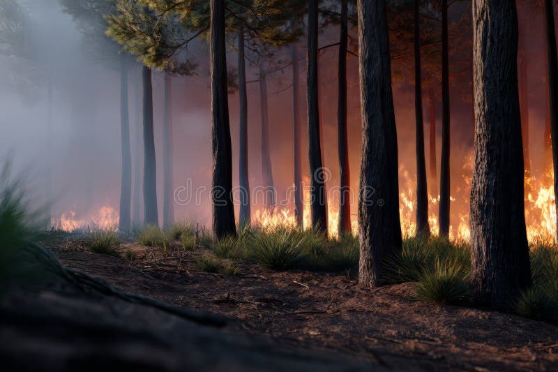 Uncontrolled Forest Fires Ravaging Pine Trees and Spreading Ecological ...