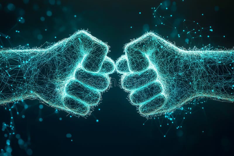Digital Connection through Fist Bump Stock Illustration - Illustration ...
