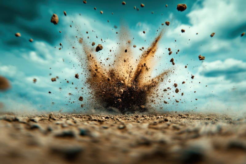 Dramatic Impact: Exploding Dirt Cloud in Action Stock Illustration ...