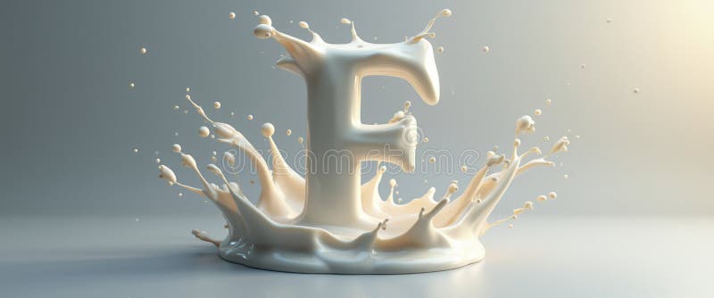 Dynamic Splash of Milk Forming the Letter E Stock Photo - Image of ...